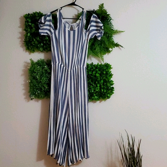 Love in | Pants & Jumpsuits | Jump Suit Vertical Blue Dress | Poshmark